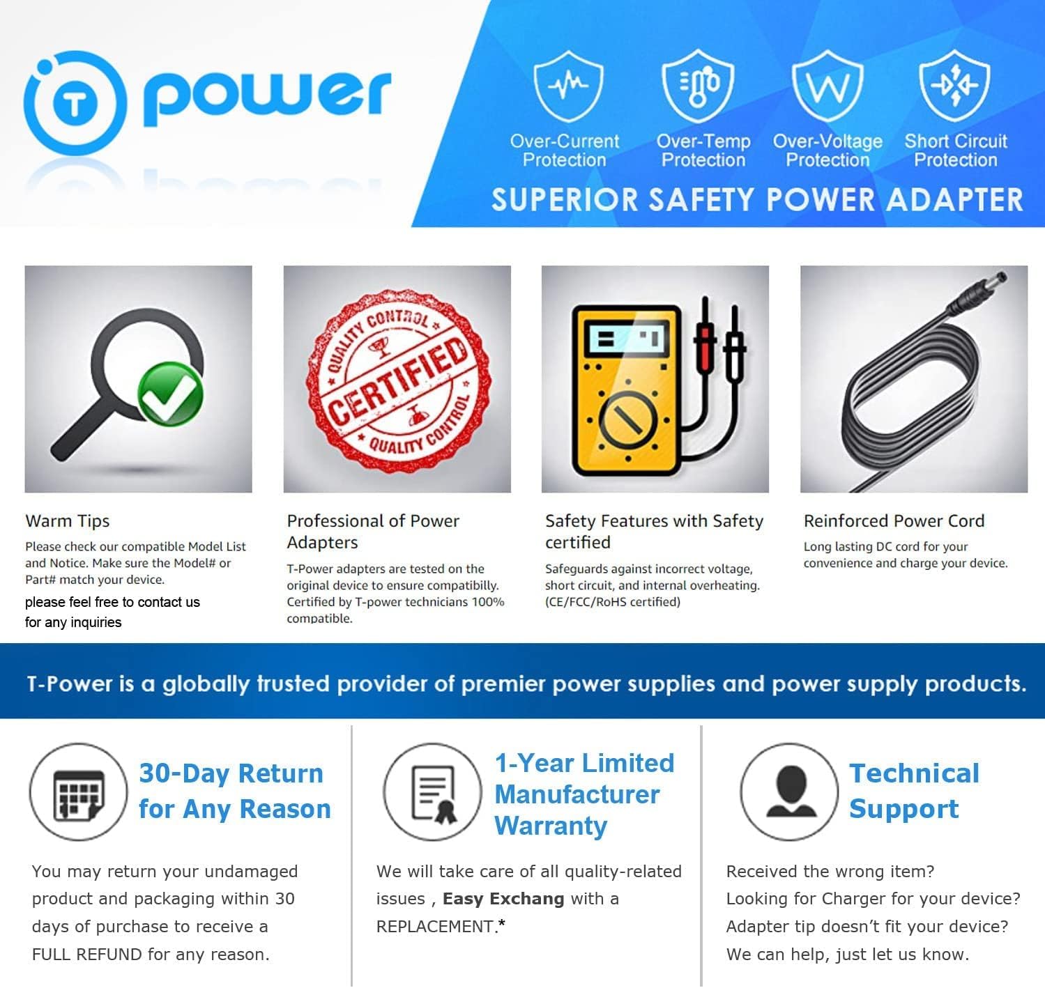 T Power 16V Charger for Goal Zero Yeti 150 400 200X 500X 1000 1250 ...