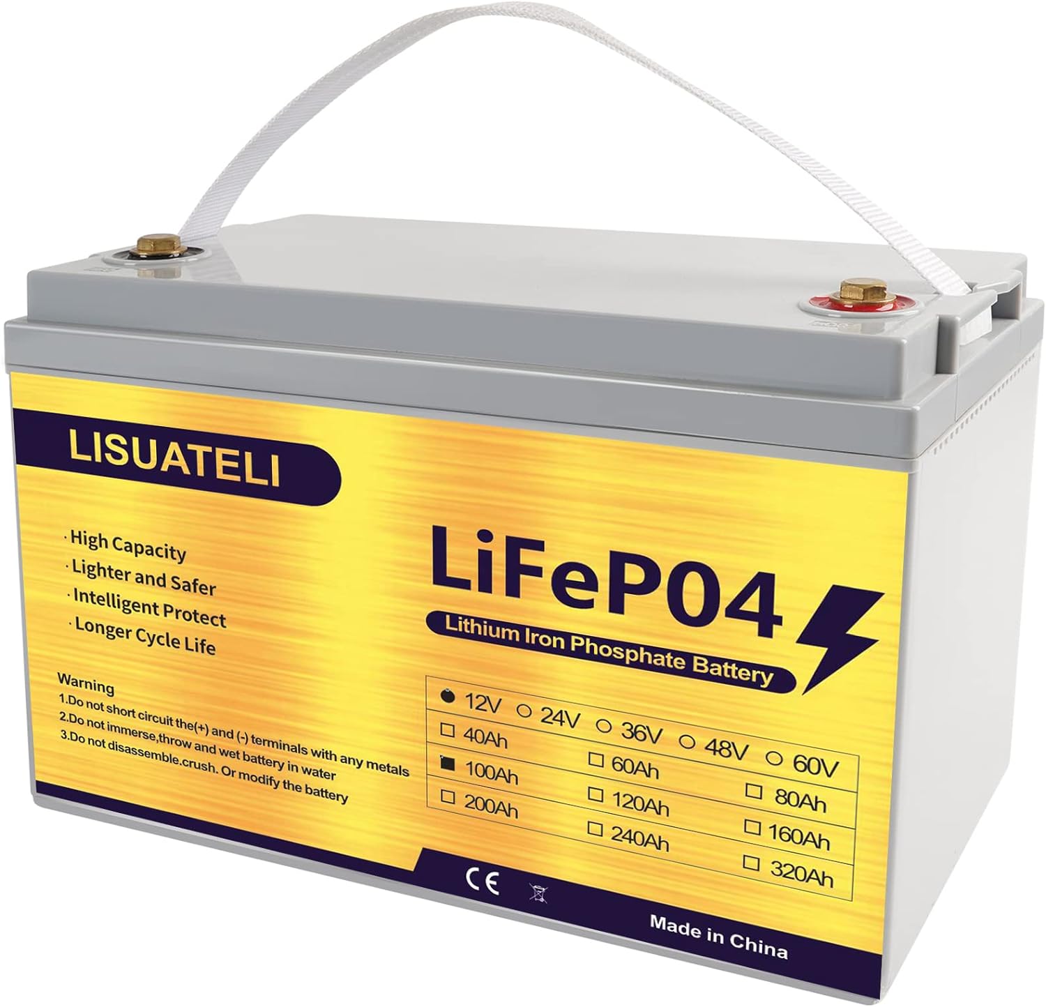 LISUATELI 12V 100Ah LiFePO4 Battery with 100A BMS - Solar Generators