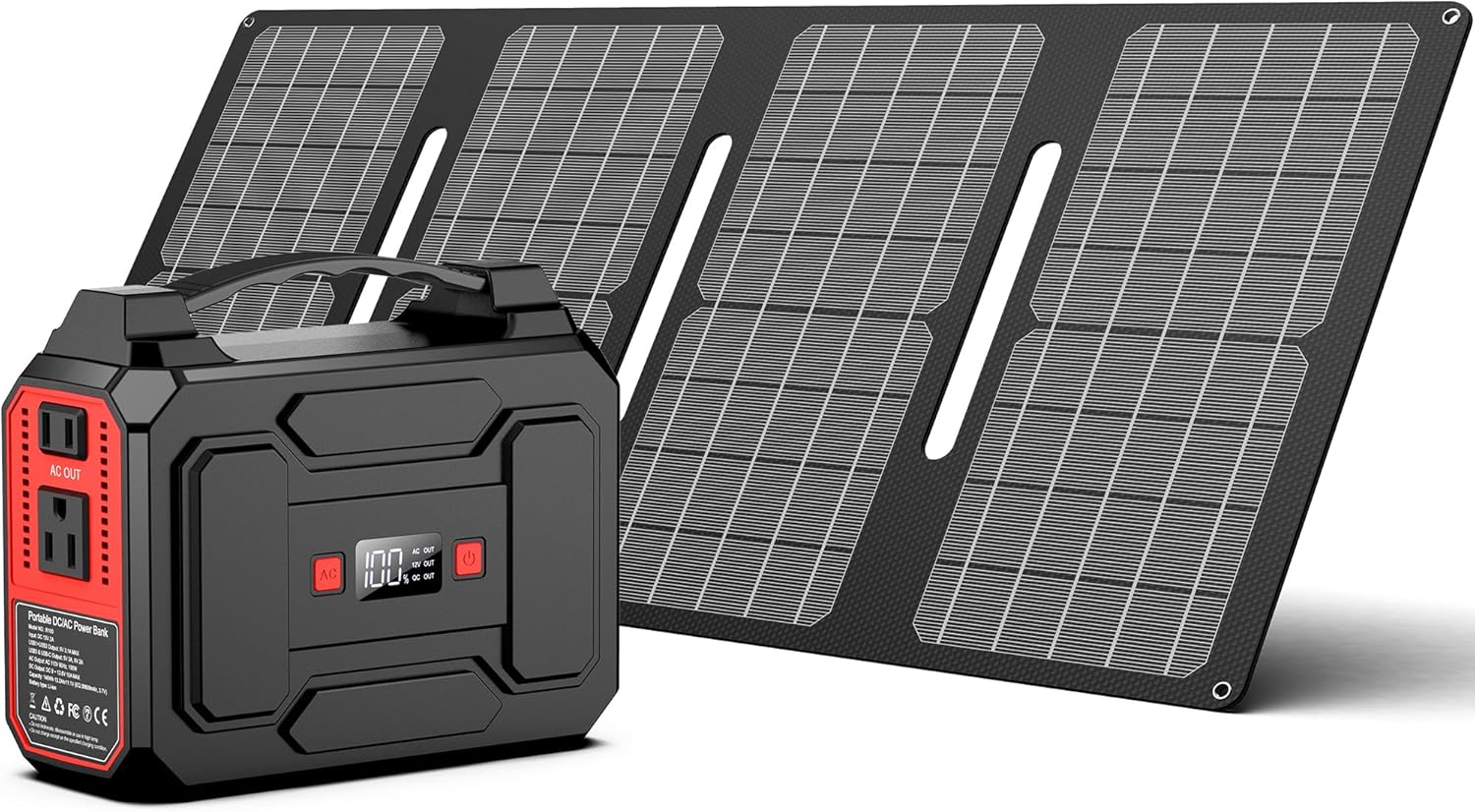Apowking Solar Powered Generator 200W Peak/100W Rated Portable Power ...
