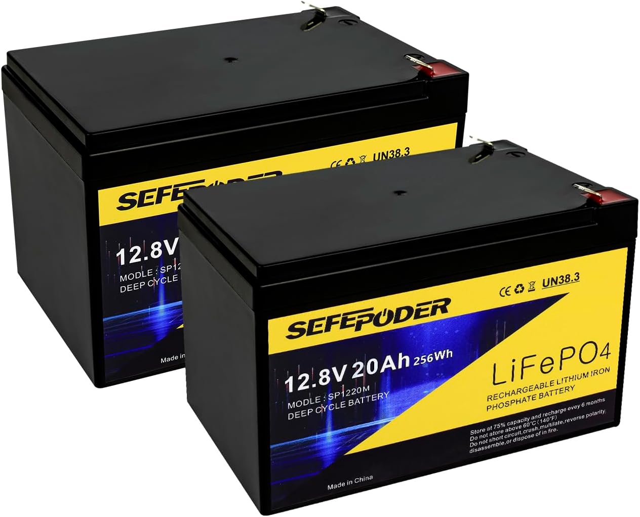 Sefepoder 12v 20ah Lithium Lifepo4 Deep Cycle Battery 2 Pack 4000