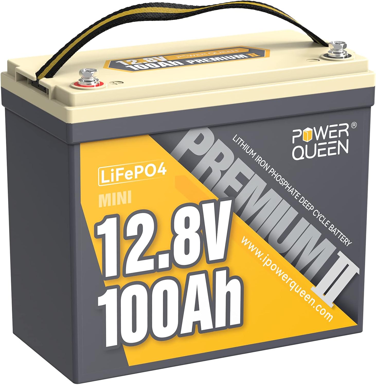 Power Queen 12V 100Ah MINI LiFePO4 Lithium Battery, Deep Cycle Battery ...