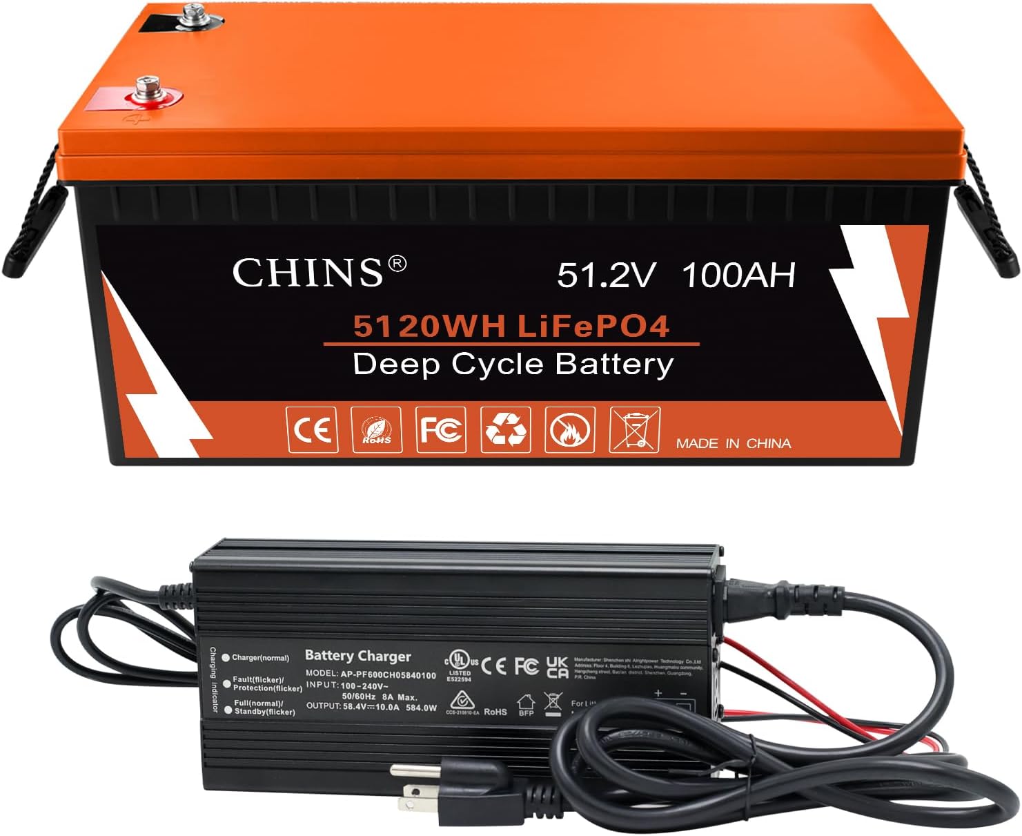 CHINS 48V 100Ah Lithium Golf Cart Battery Built-in Smart 200A BMS ...