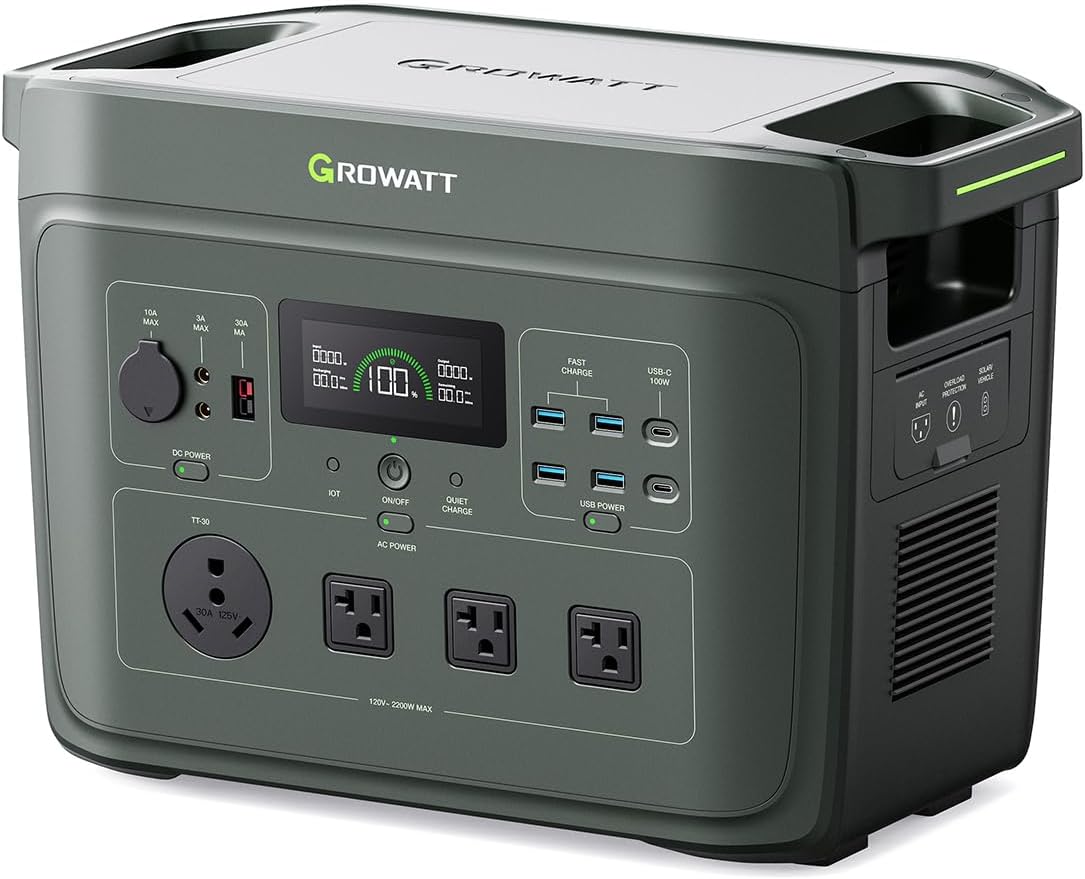 GROWATT INFINITY 2000 Green Electric Solar Generator 2048Wh LifePO4 ...