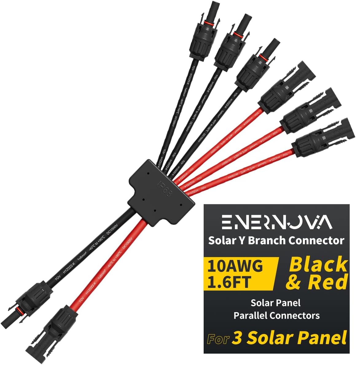 ENERNOVA Solar Connectors for 3 Solar Panels, 1.6FT Solar Panel ...