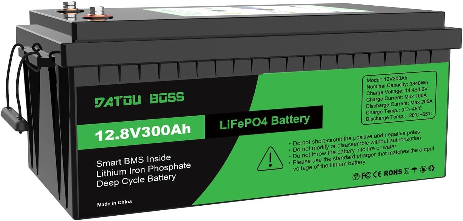 DATOUBOSS 12V 300Ah LiFePO4 Battery with Integrated 200A BMS, 8000 ...